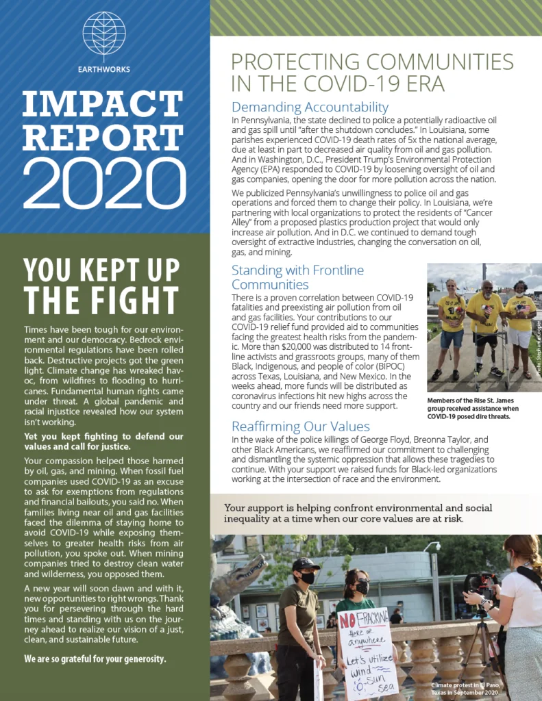 2020 Donor Impact Report - Earthworks