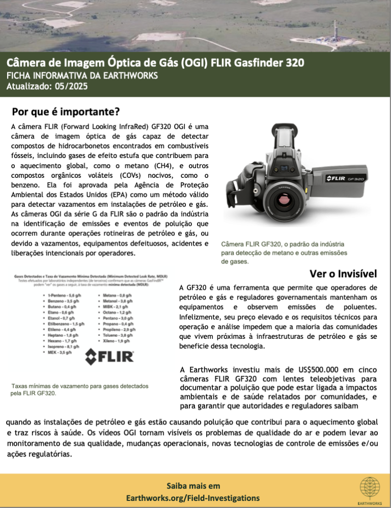 Câmera de Imagem Óptica de Gás (OGI) FLIR Gasfinder 320 - Earthworks